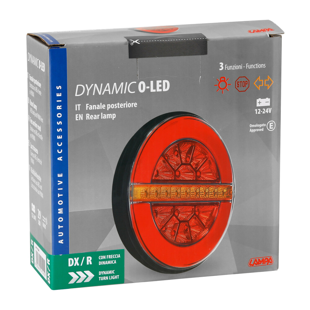 Dynamic O-Led tail light, 3 functions, 12/24V - Right