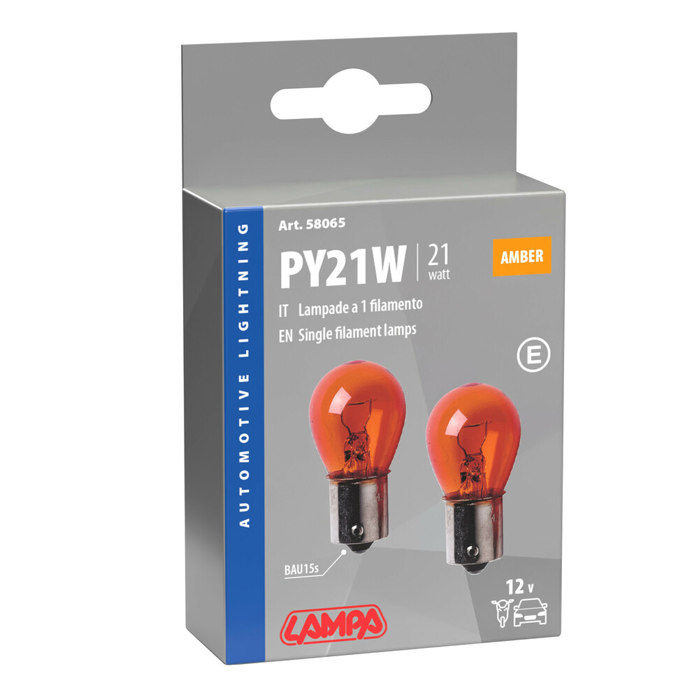 12V Lampada 1 filamento - PY21W - 21W - BAU15s - 2 pz - D/Blister - Arancio