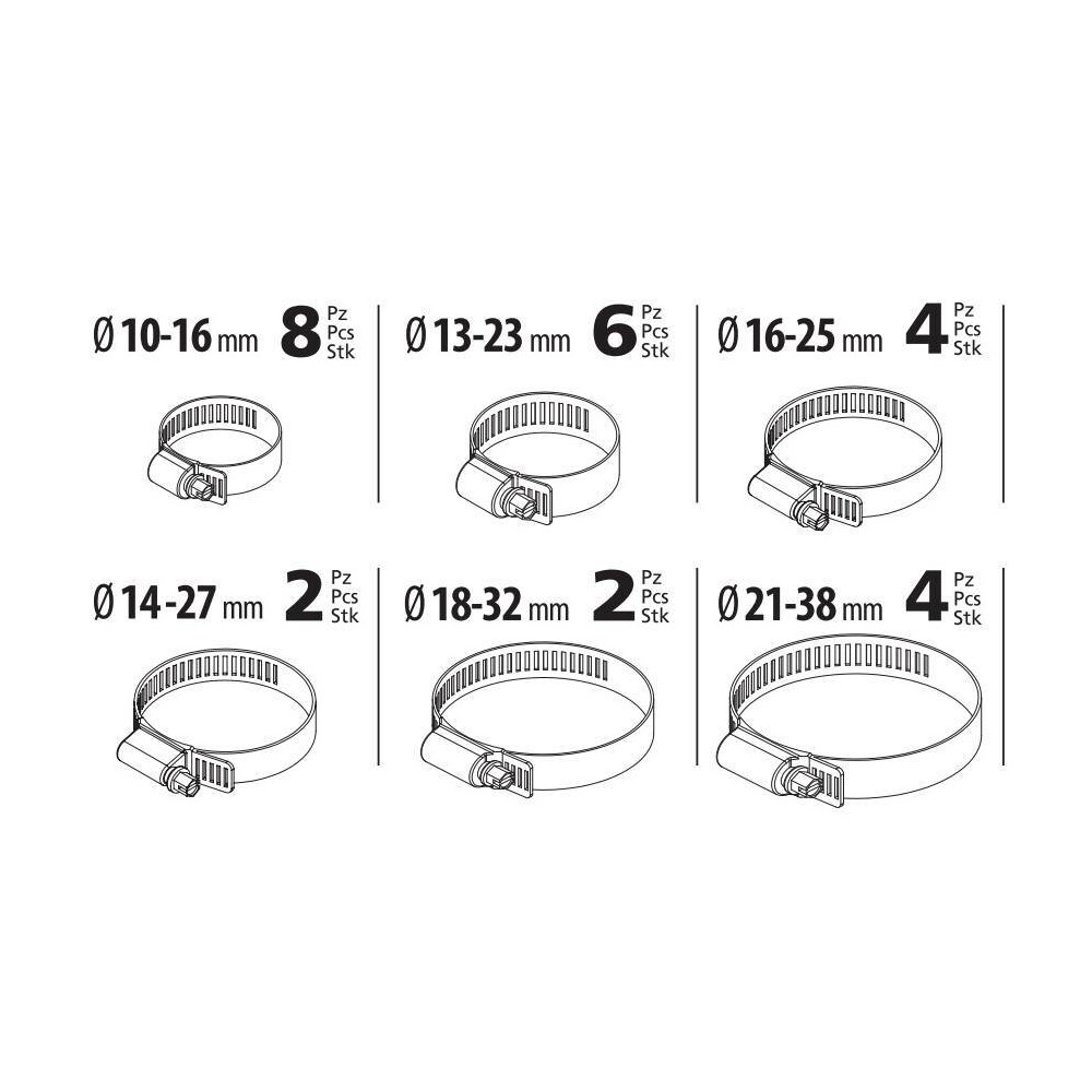 Kit fascette stringitubo in acciaio, 26 pz