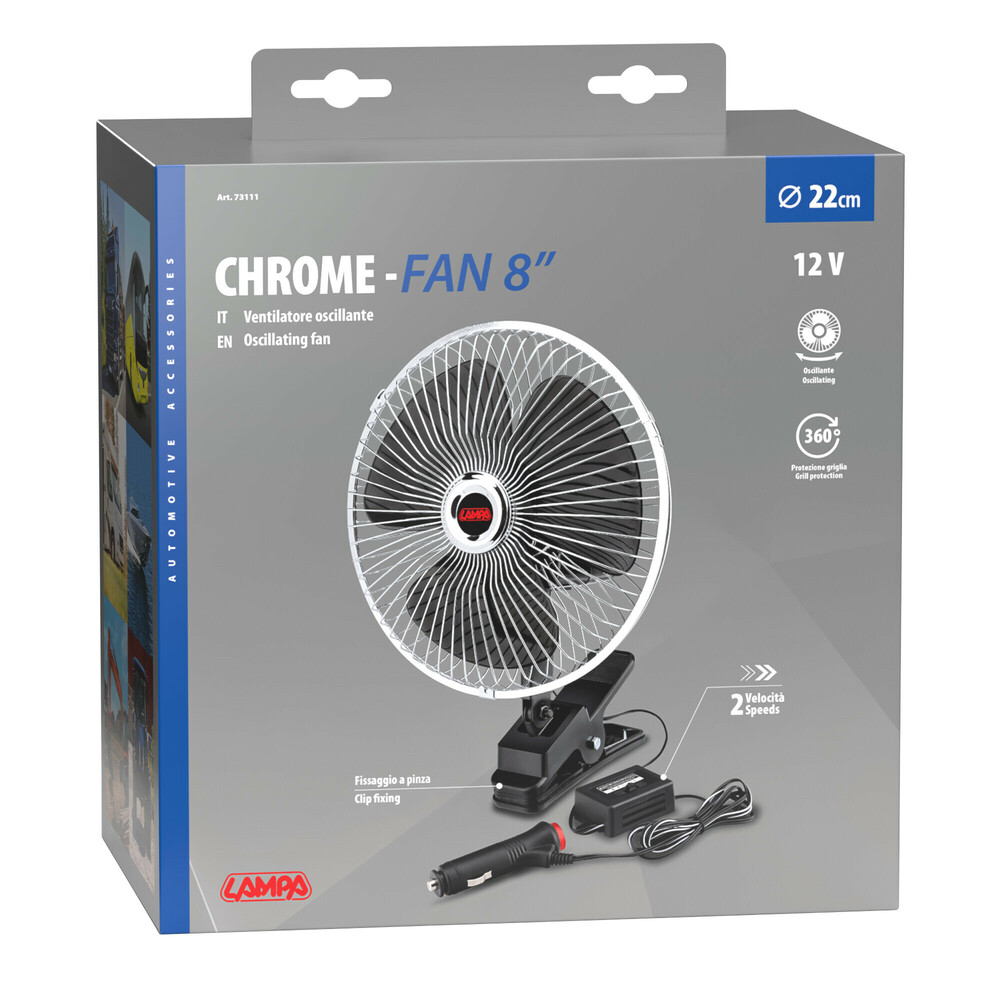 Chrome-Fan Ø 8" - 12V