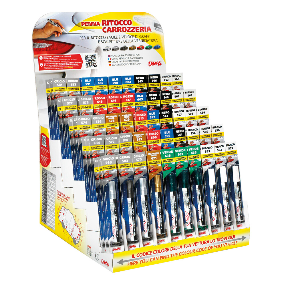 150 pcs assorted scratch fix touch-up pens with bench display - 84 colors